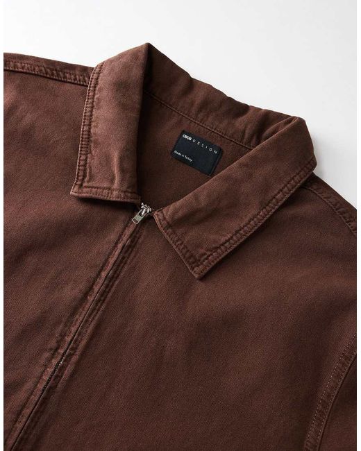 ASOS Regular Harrington Jacket in Brown for Men | Lyst UK
