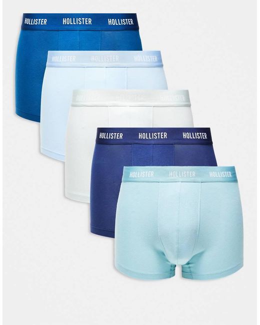 Hollister 5 Pack Logo Tonal Waistband Trunks in Blue for Men | Lyst UK