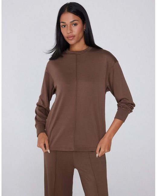 Tezenis Thick Soft Touch Sweatshirt in Brown | Lyst UK