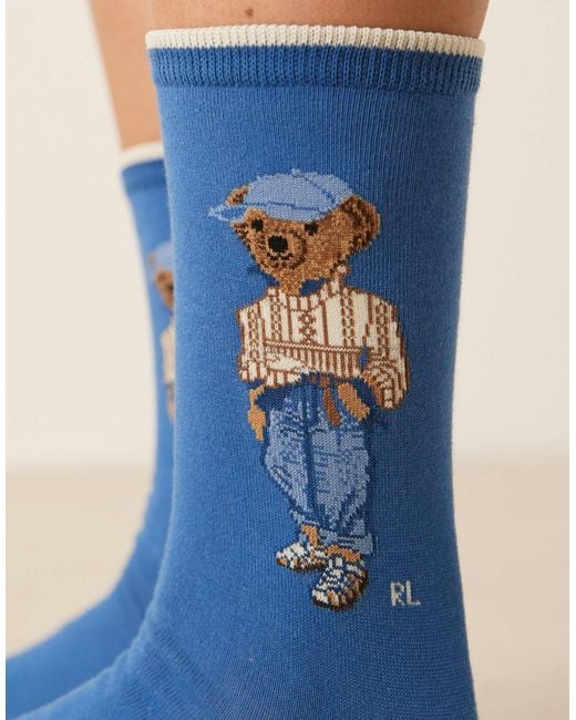 Polo Ralph Lauren Bear Sock in Blue | Lyst