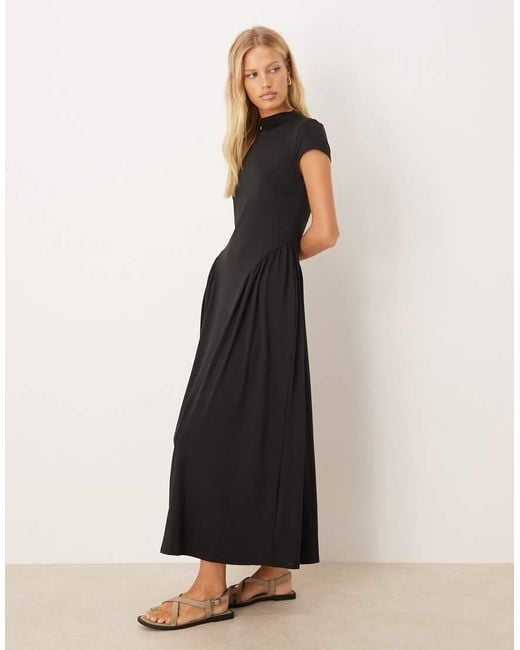ASOS Cap Sleeve Grown On Hip Maxi Dress in Natural | Lyst UK