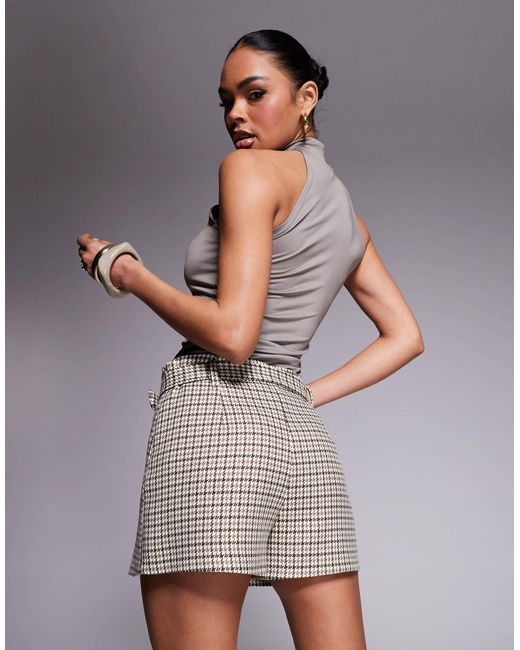 River Island Belted Skort With Split in Gray | Lyst