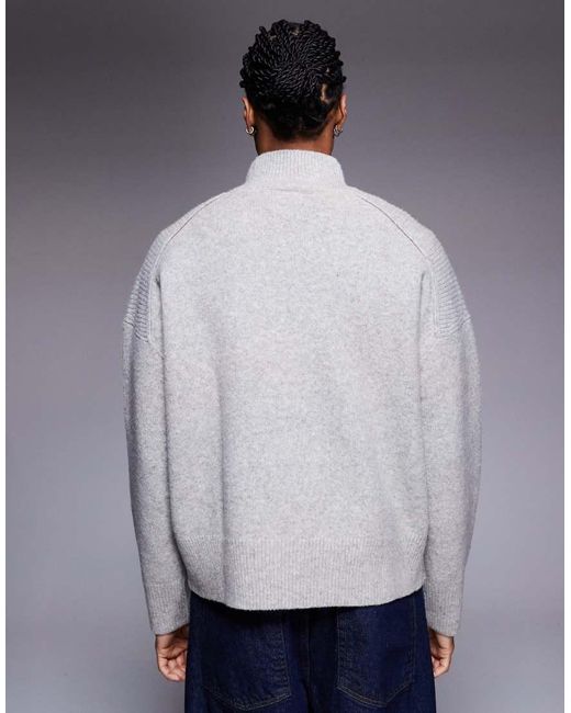 ASOS Super Oversized Boxy Fit Funnel Neck Knit Wool Blend Sweater in ...