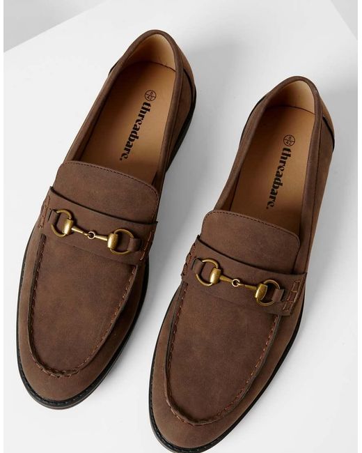 Threadbare Faux Leather Snaffle Loafers in Brown for Men | Lyst UK