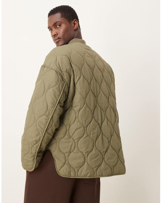 ASOS Oversized Quilted Liner Puffer Jacket in Green for Men | Lyst