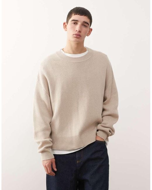 Weekday Boxy Fit Knitted Jumper in Natural for Men | Lyst UK