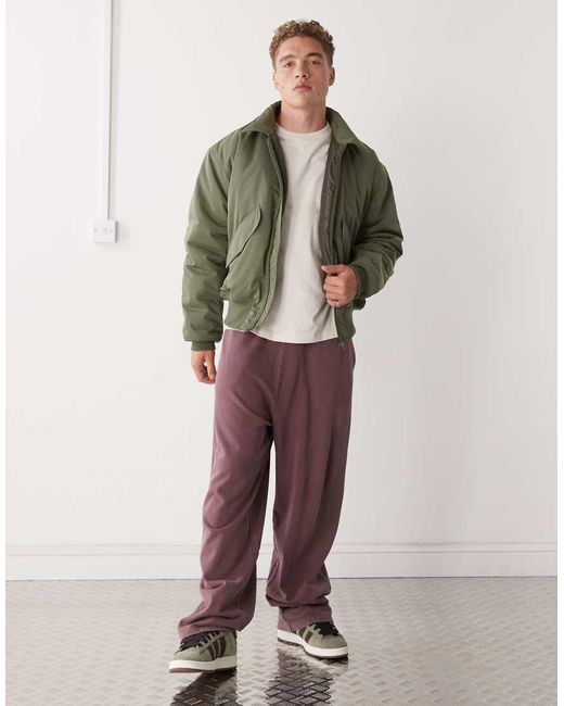 Weekday Oversized Bomber Jacket With Collar in Green for Men | Lyst UK
