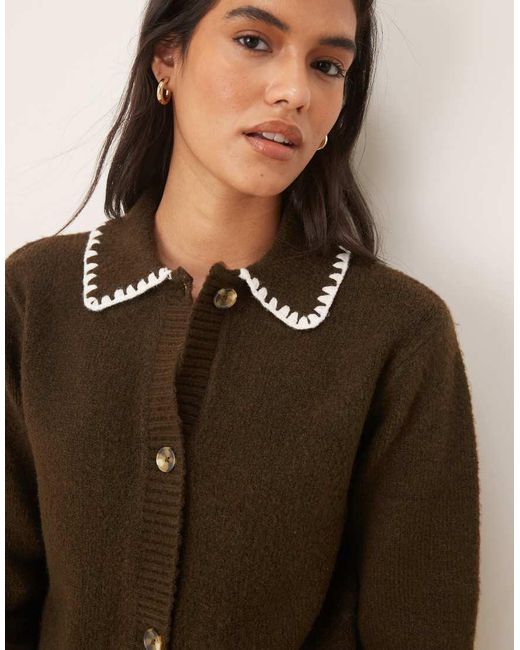 Threadbare Cardigan With Collar Detail And Contrast Stitching in ...