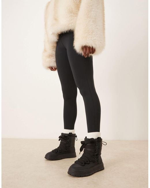 ASOS Arrow Nylon Lace Up Snow Boots in Black | Lyst