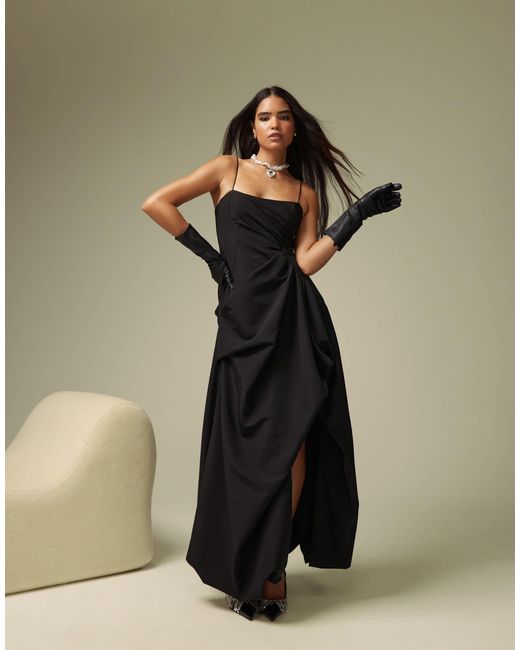 ASOS Cat Eye High Low Puffball Maxi Dress in Natural | Lyst