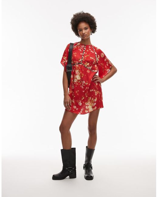 AllSaints Xena Floral Dress in Red | Lyst UK