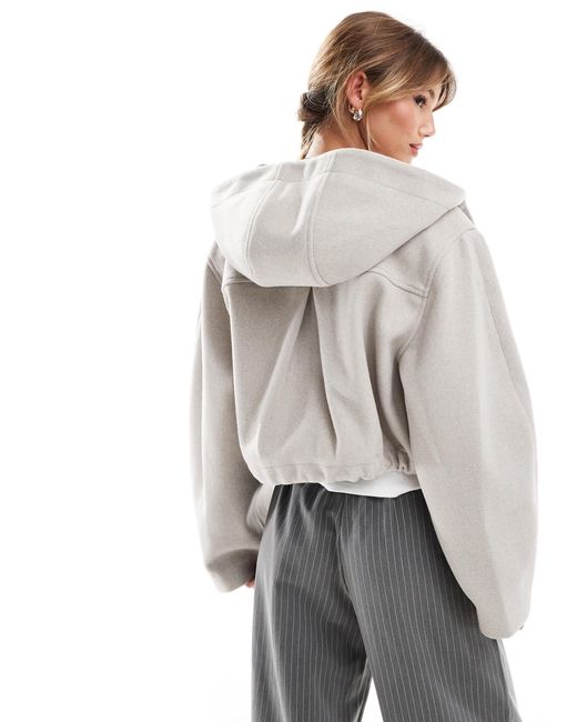 ASOS Formal Cropped Jacket With Hood in Gray | Lyst
