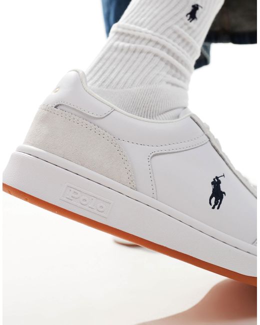 Polo Ralph Lauren Court Sport Leather Trainer With Gum Sole in Blue for ...