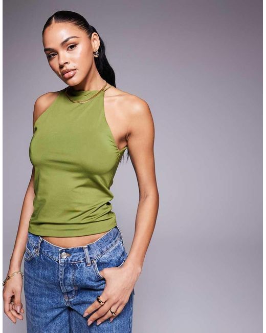 ASOS Racer Cami Top in Green | Lyst UK