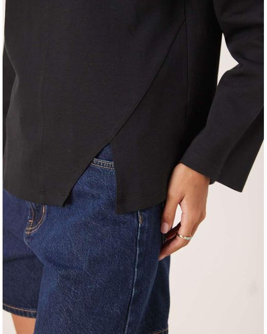 ASOS Interlock Front Seam Long Sleeve T-shirt in Blue | Lyst UK