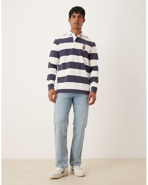 Polo Ralph Lauren Heritage Bear Block Stripe Rugby Polo Classic Oversized Fit in Blue for Men ...