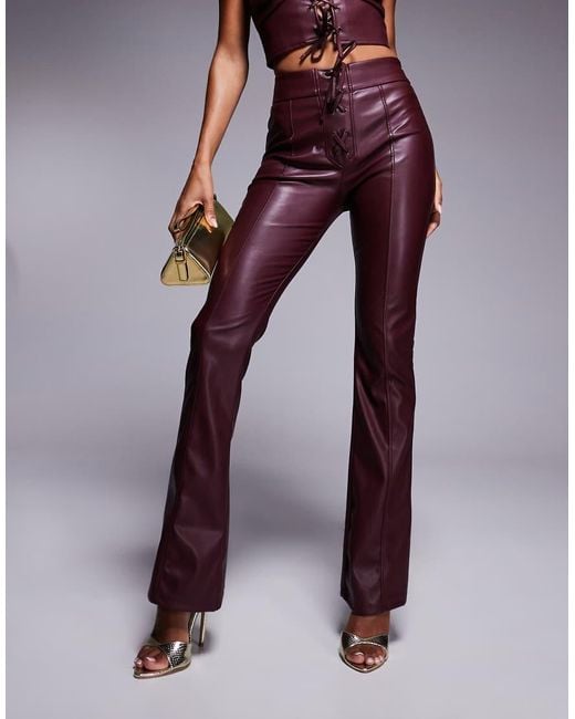 New Look Leather Look Lace Up Trouser Co-ord in Purple | Lyst UK