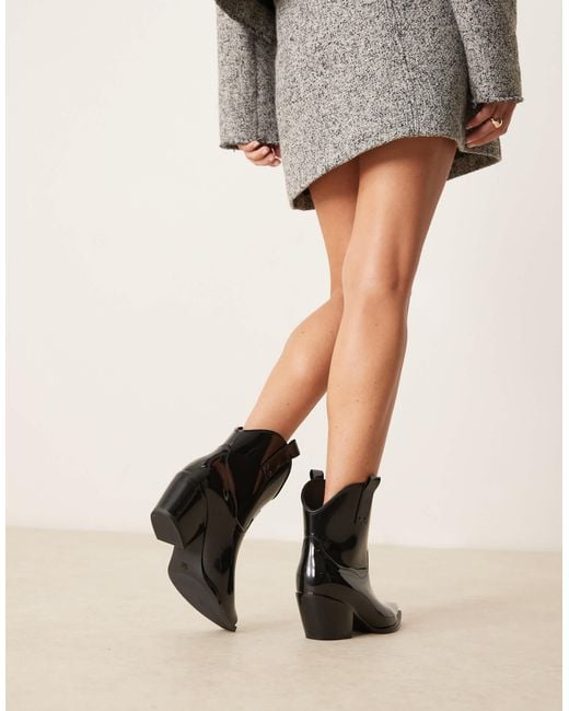 Glamorous Welly Western Boots in Black | Lyst