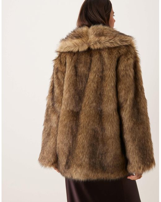 Abercrombie & Fitch Faux Fur Coat in Brown | Lyst