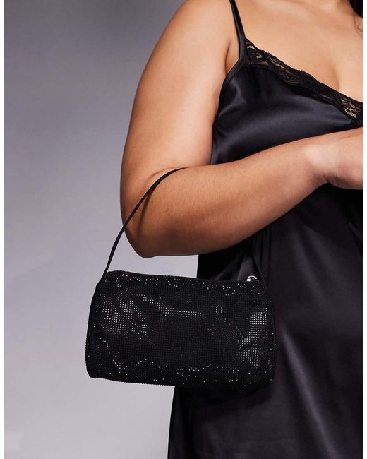 Mango Featuring Kaia Gerber Micro Diamante Handbag in Black | Lyst UK