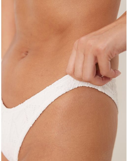 ASOS Bertie Broderie High Leg Bikini Bottom in Brown | Lyst