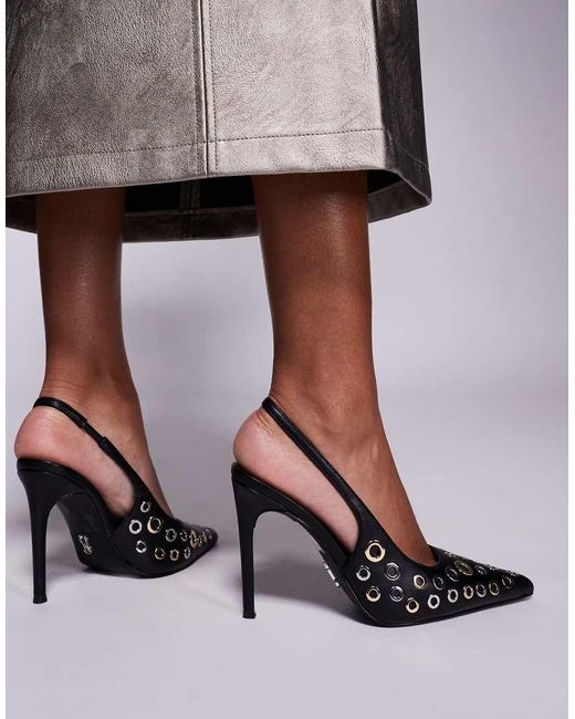 Steve Madden Alchemy Eyelet Detail Sling Back Heels in Grey | Lyst UK