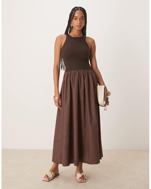 ASOS Hybrid Racer Maxi Dress in Brown | Lyst