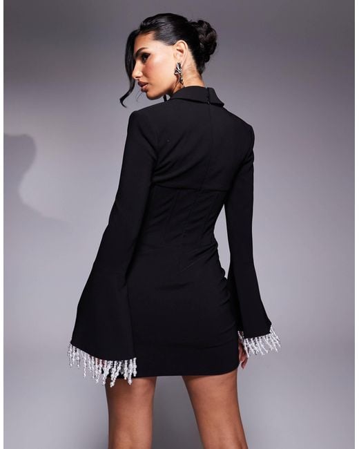 Lavish Alice Pearl Embellished Mini Blazer Dress in Blue | Lyst