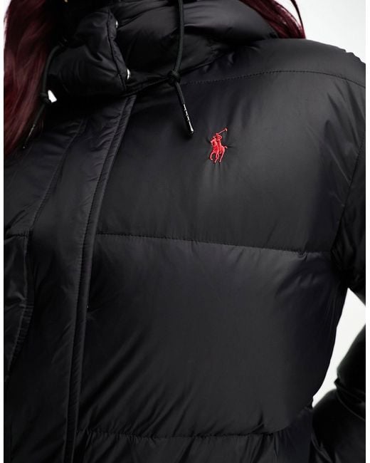 Polo Ralph Lauren Carly Icon Logo Down Puffer Jacket in Black | Lyst UK