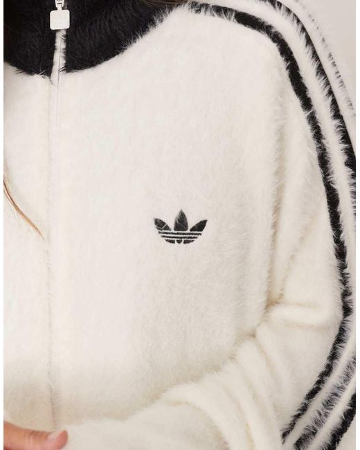 adidas Originals Classic Fuzzy Track Top in Natural for Men | Lyst UK
