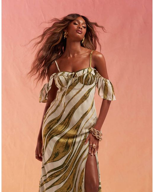 ASOS Devore Cupped Cami Maxi Dress With Frill Sleeve | Lyst