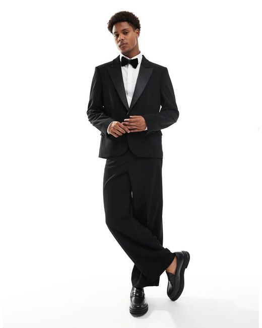 ASOS Slim Tuxedo Jacket With Satin Lapels in Black for Men | Lyst UK