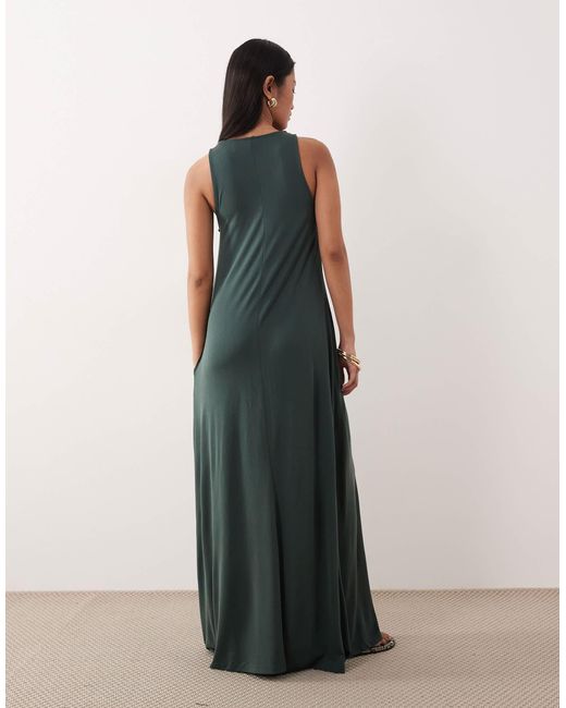 ASOS Modal Mix Trapeze Maxi Dress in Green | Lyst