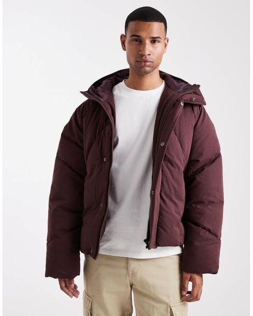 ASOS Oversized Puffer Jacket in Brown for Men | Lyst