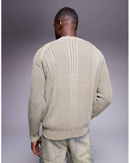 ASOS Relaxed Knitted Jumper With Front Panelling in Grey for Men | Lyst UK