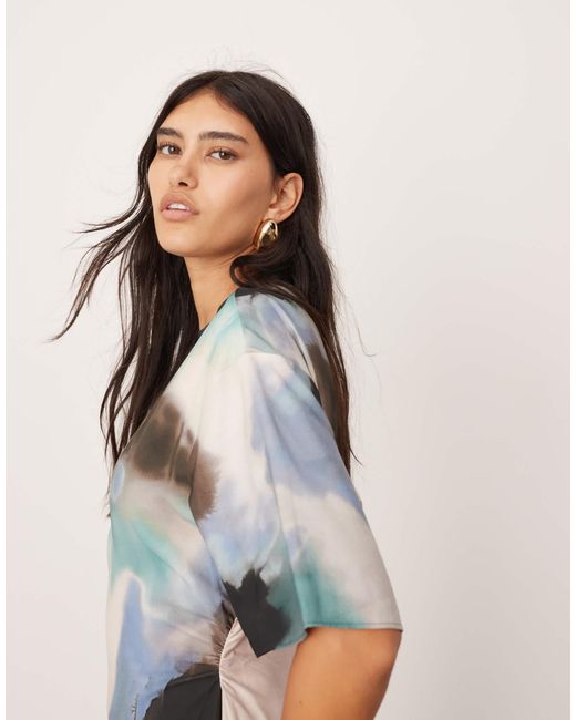 ASOS Rib Detail Satin Maxi Dress | Lyst