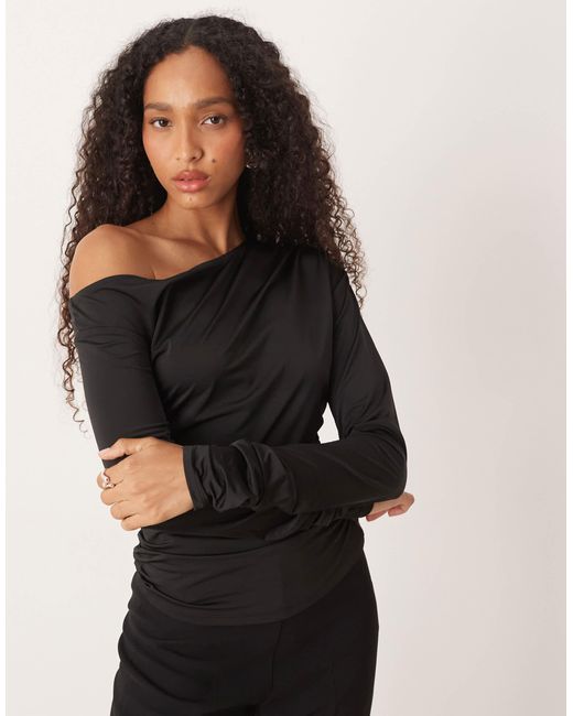 Aware Slinky Drapey Long Sleeve Top in Black | Lyst