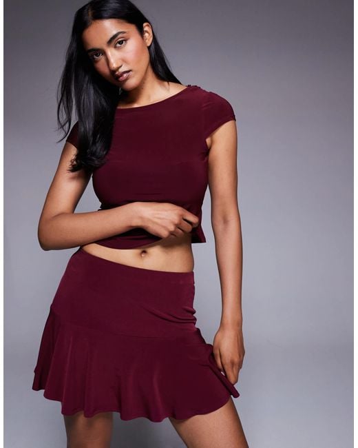 ASOS Slinky Flippy Mini Skirt in Purple | Lyst