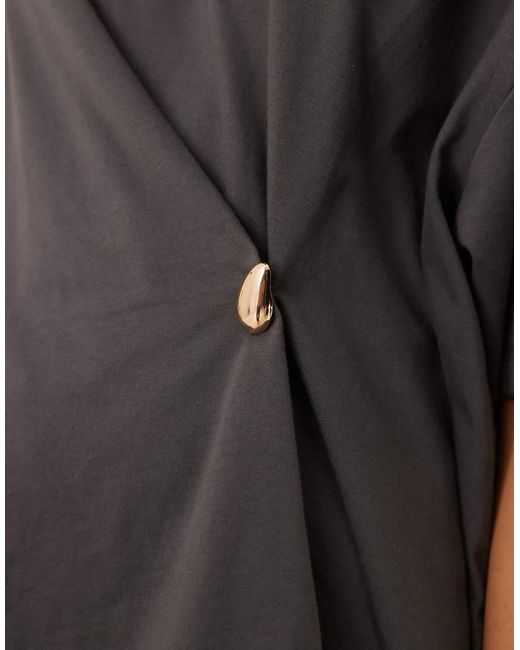 ASOS Oversized T-Shirt With Wrap & Hardware Detail in Grey | Lyst UK