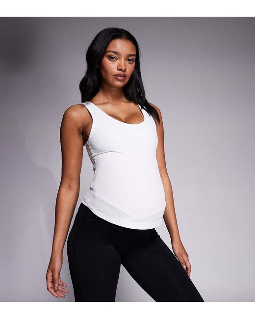 4505 Maternity Soft Touch Rib Vest With Inner Bra in White | Lyst UK