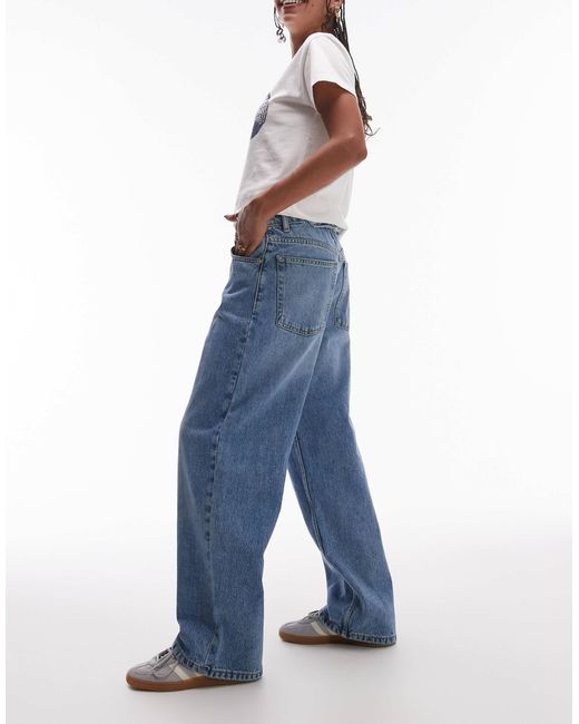 TOPSHOP Cinch Low Rise Relaxed Jean in Blue | Lyst