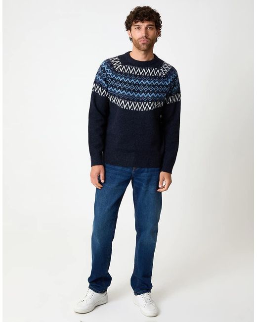Threadbare Raglan Sleeve Fairisle Christmas Jumper in Blue for Men ...