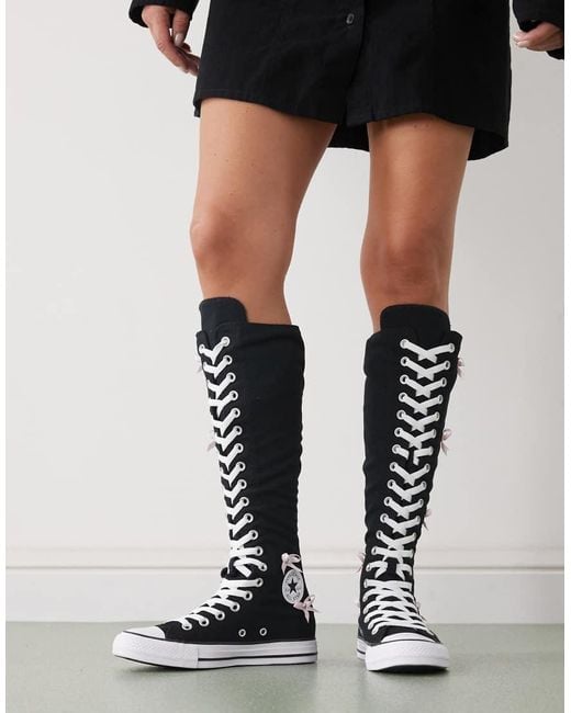 Converse Chuck Taylor All Star Knee Hi Trainers in Black | Lyst UK