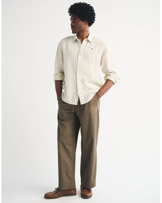 Abercrombie & Fitch 100% Linen Long Sleeve Shirt in Natural for Men | Lyst