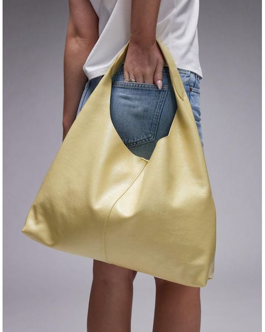 & Other Stories Large Real Patent Leather Tote Bag in Yellow | Lyst