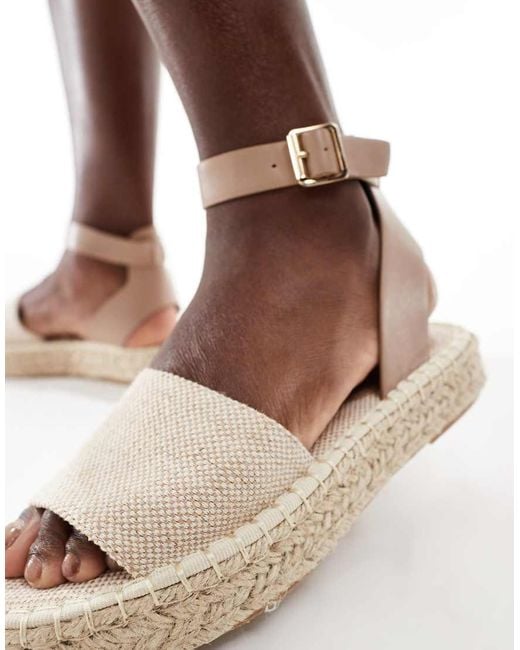 French Connection Jute Flatform Sandals in White | Lyst UK