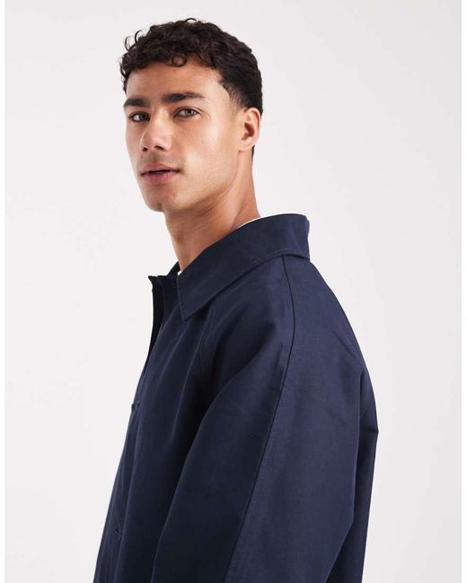 ASOS Oversized Trench Coat in Blue for Men | Lyst UK