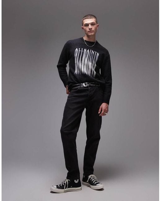 AllSaints Fayde Logo Knit Jumper in Grey for Men | Lyst UK