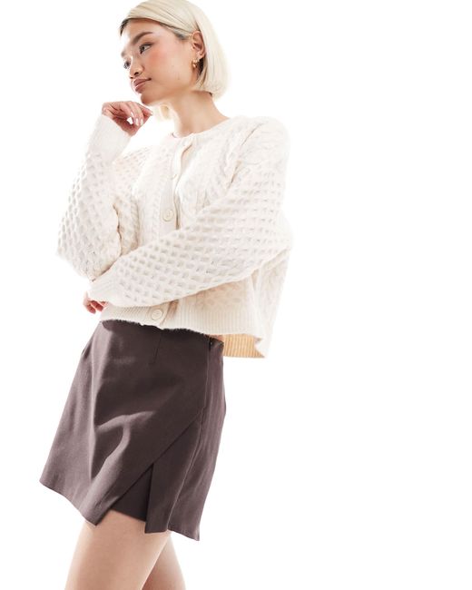 ASOS Tailored Wrap Mini Skort in Brown | Lyst