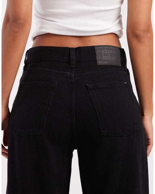 Tommy Hilfiger Mid Rise Loose Straight Jeans in Black | Lyst UK
